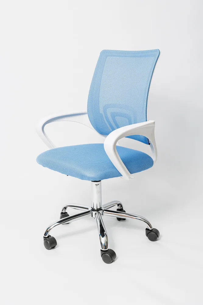 Кресло офисное Симпл Офис BN 7166 Хром белый/голубой