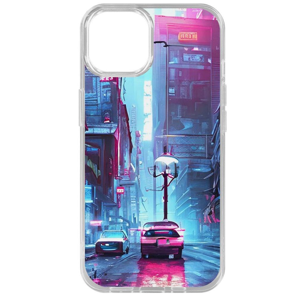 Чехол-накладка Krutoff Clear Case Киберпанк Улица для iPhone 14