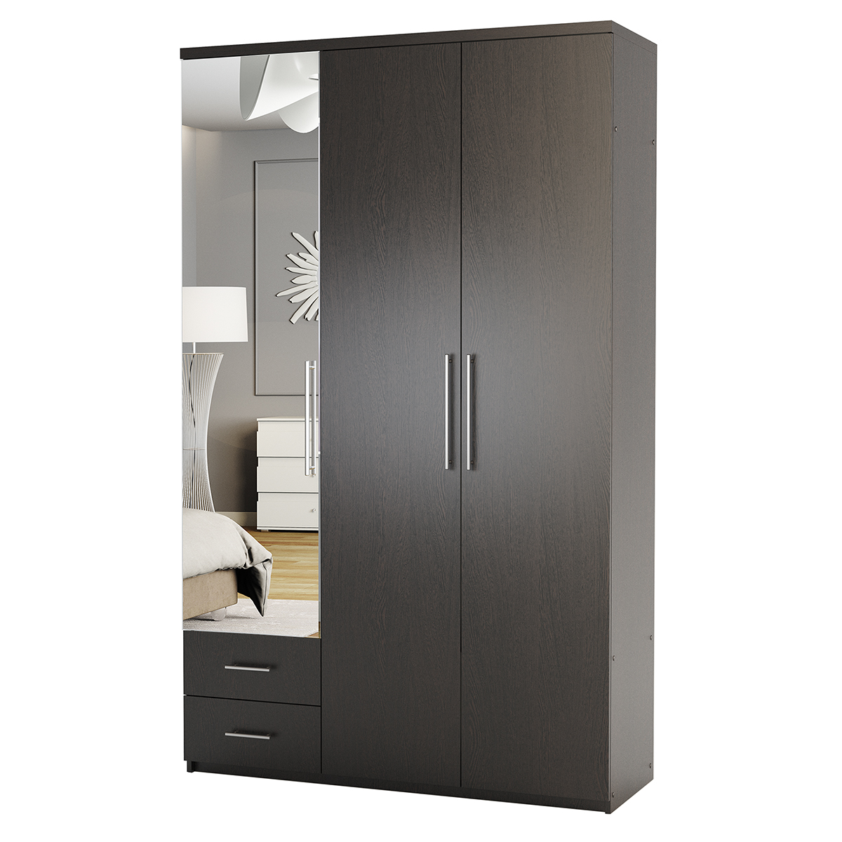 Шкаф трехдверный Шарм-Дизайн Комфорт МКЯ-32/1 120х60 с зеркалом венге