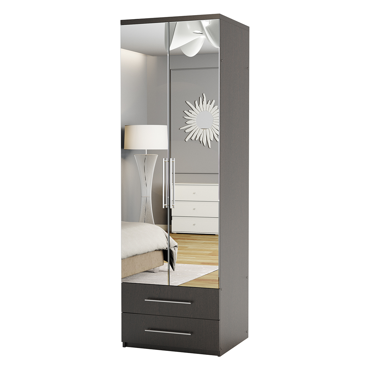 Шкаф комбинированный с ящиками Шарм-Дизайн Комфорт МКЯ-22 80х45 с зеркалами венге