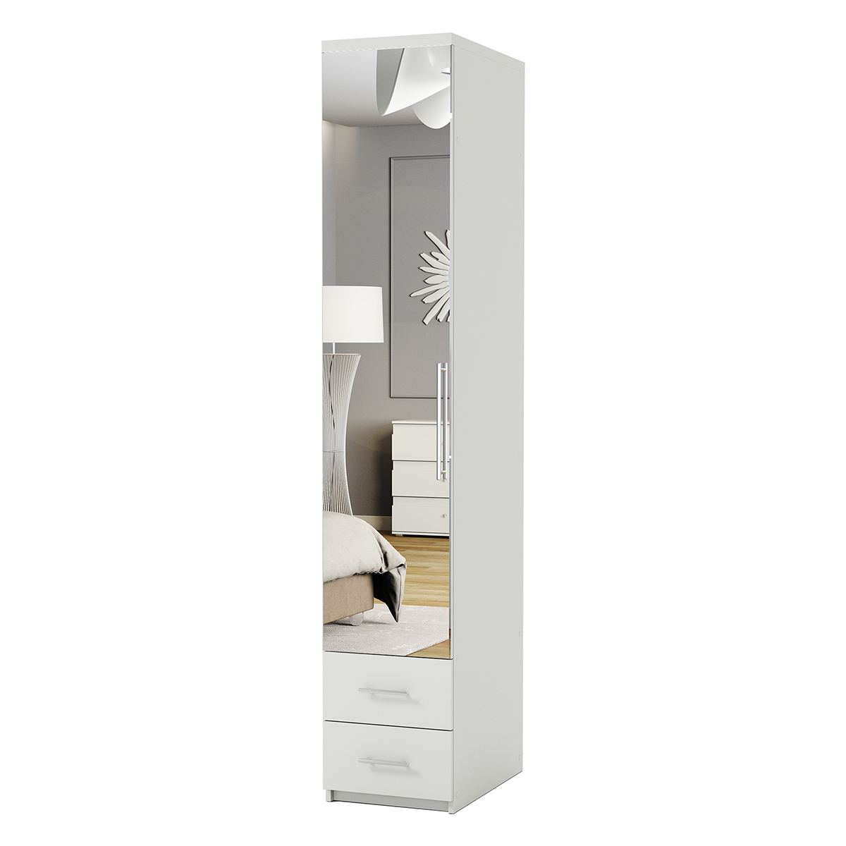 Шкаф для одежды с ящиками Шарм-Дизайн Комфорт МШЯ-11 50х60 с зеркалом белый
