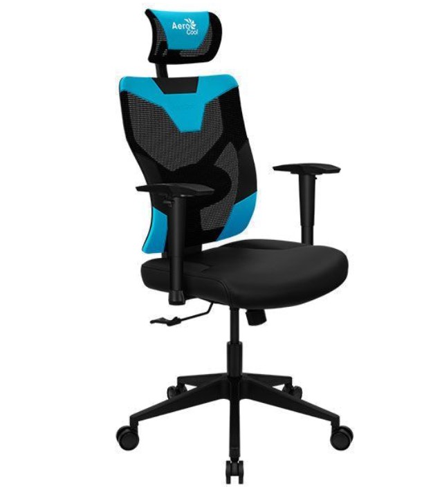 Кресло игровое Aerocool Guardian, черный/голубой [guardian ice blue]