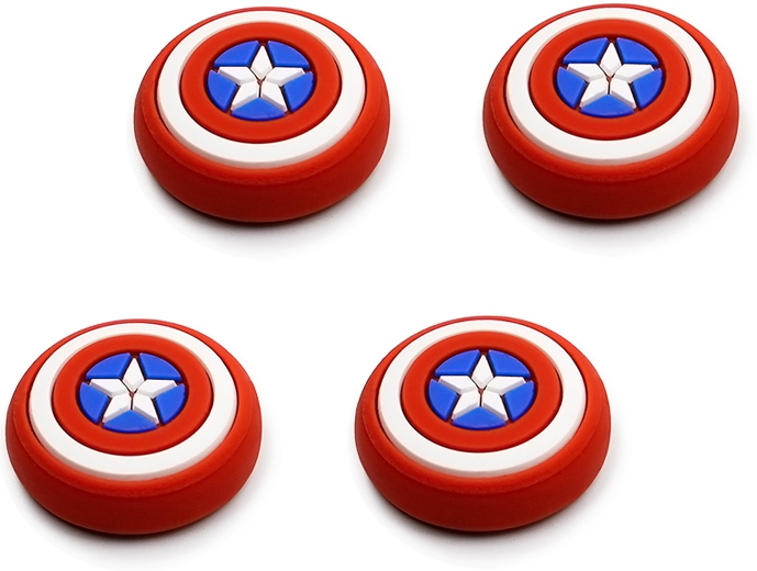 Накладки на стики для геймпада Captain America (4 шт) Белый/Синий/Красный (PS4)
