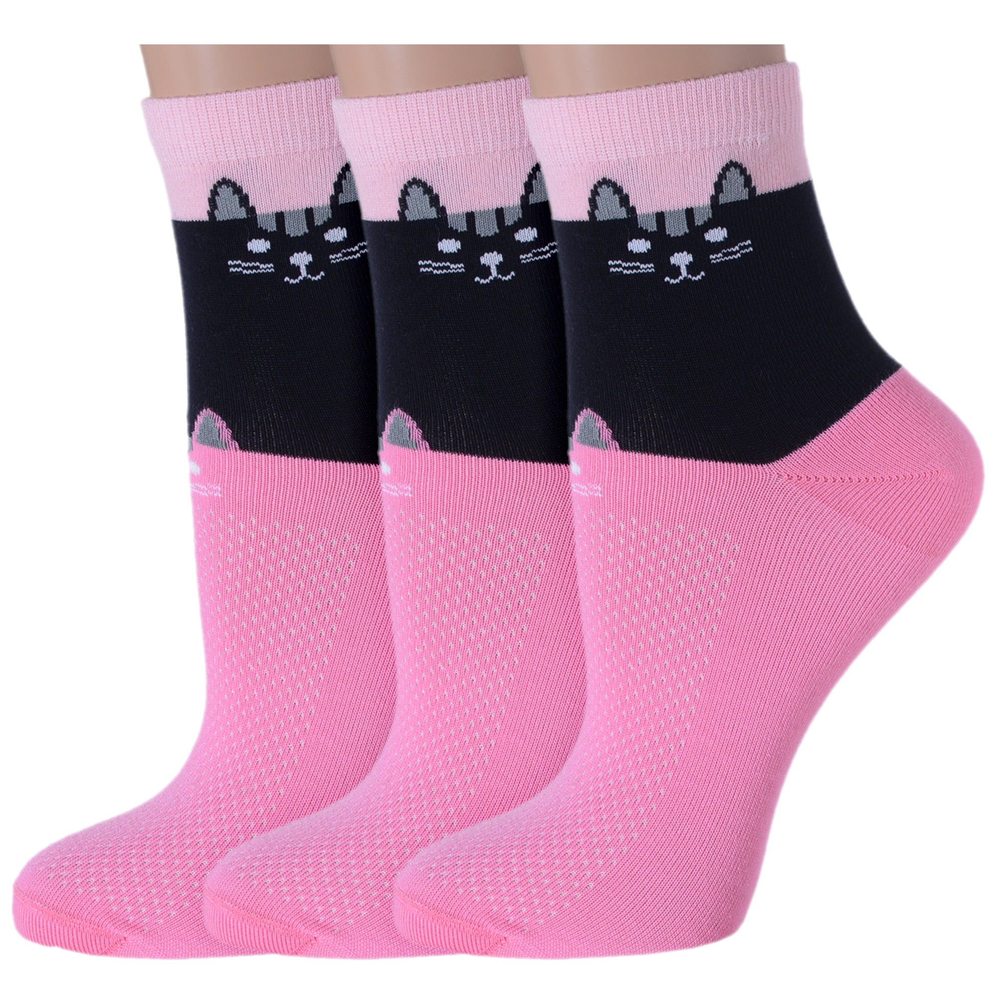 Комплект носков женских LorenzLine 3-Д121 розовых; черных 23