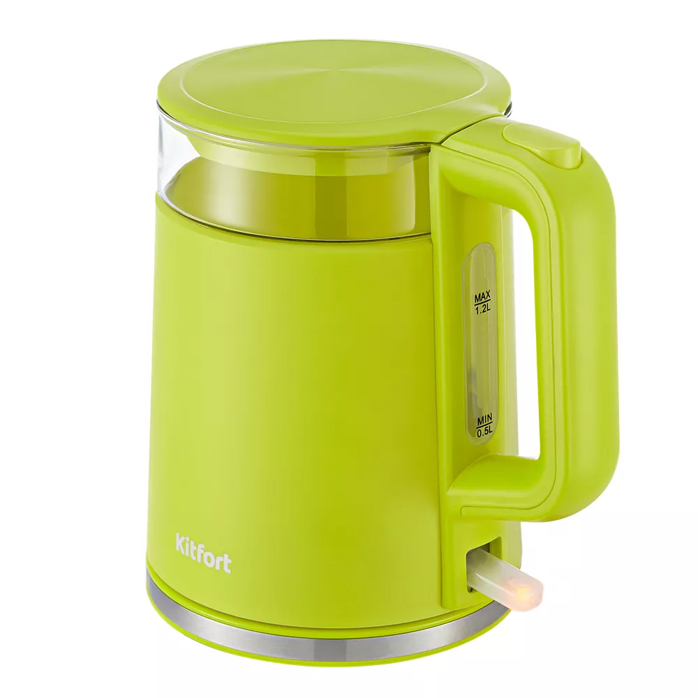 Чайник электрический Kitfort KT-6124-2 1.2 л зеленый, прозрачный