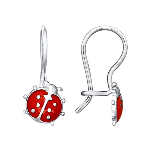 Серьги детские из серебра SOKOLOV 94021634, эмаль