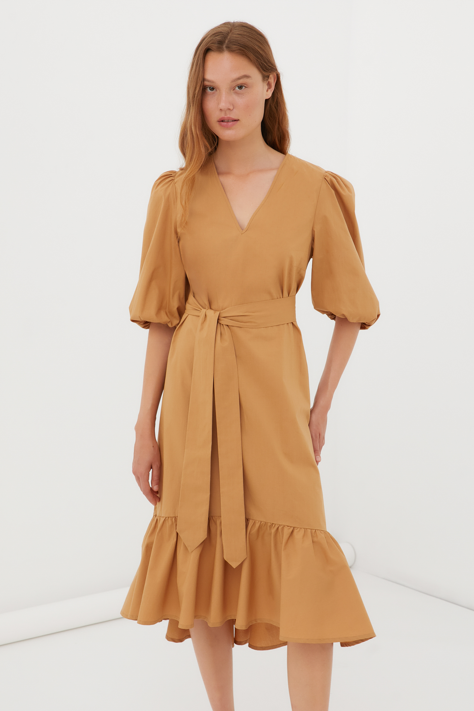 Платье женское Finn Flare S21-12044 желтое XL