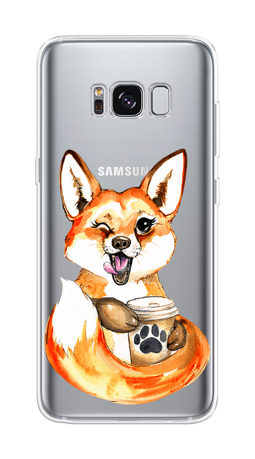 Чехол на Samsung Galaxy S8 "Подмигивающая лиса с кофе"
