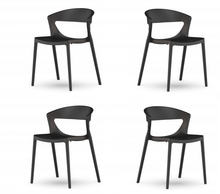 Комплект стульев для кухни ЦМ EVOK 4 шт, черный, пластиковый