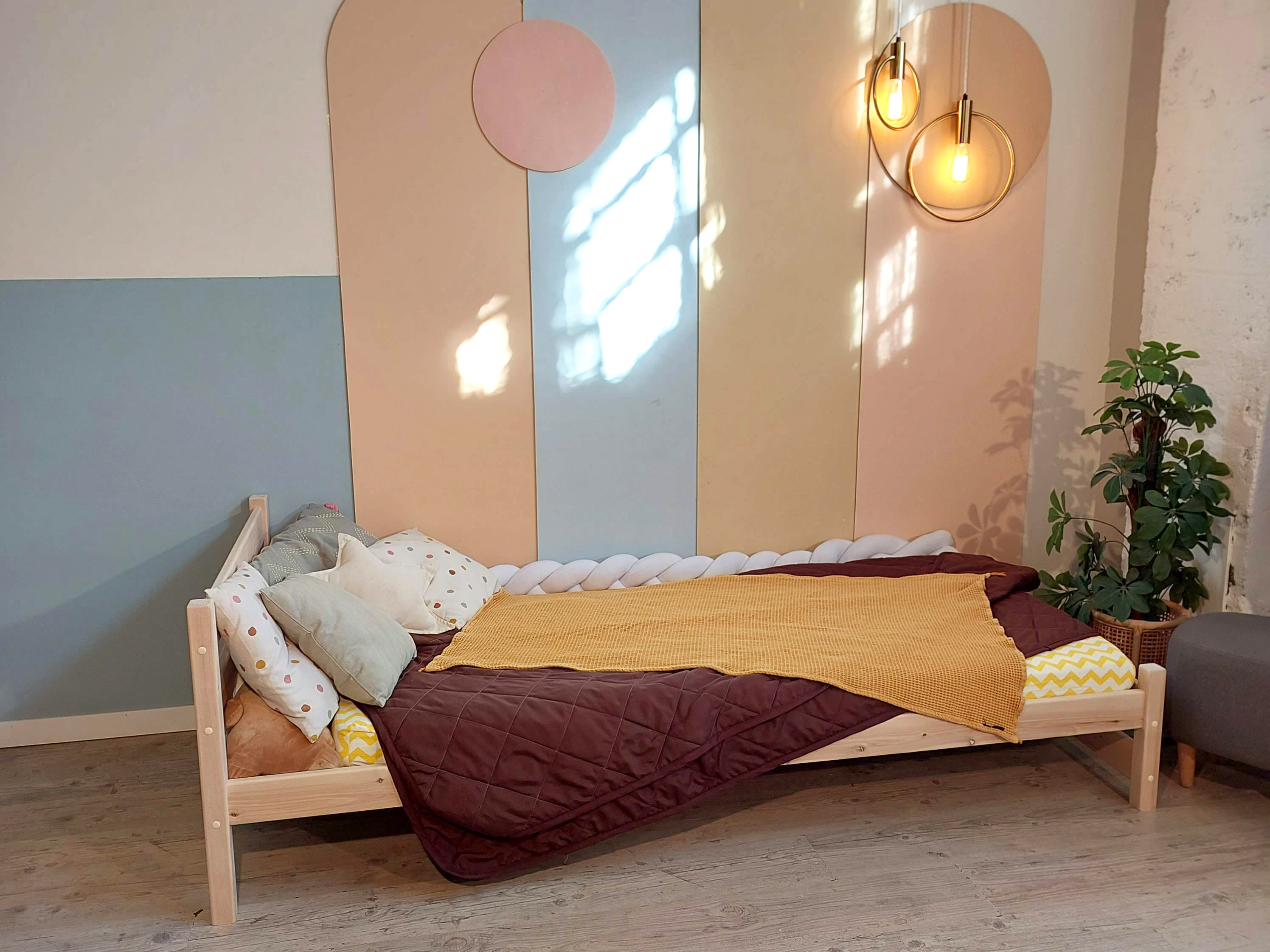 Кровать односпальная Mi-Gusta Elias, 200х90 см, из массива берёзы, без покраски