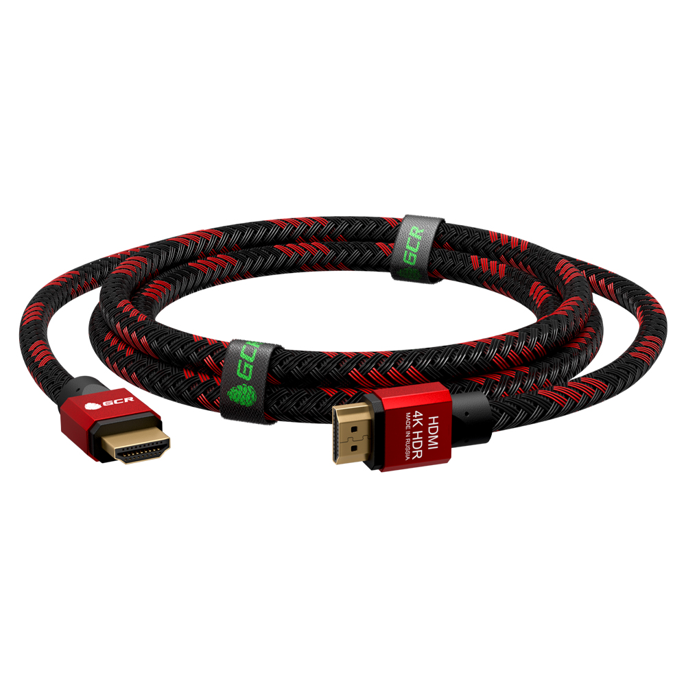Кабель GCR HDMI - HDMI, 1м черный, красный (GCR-51489)