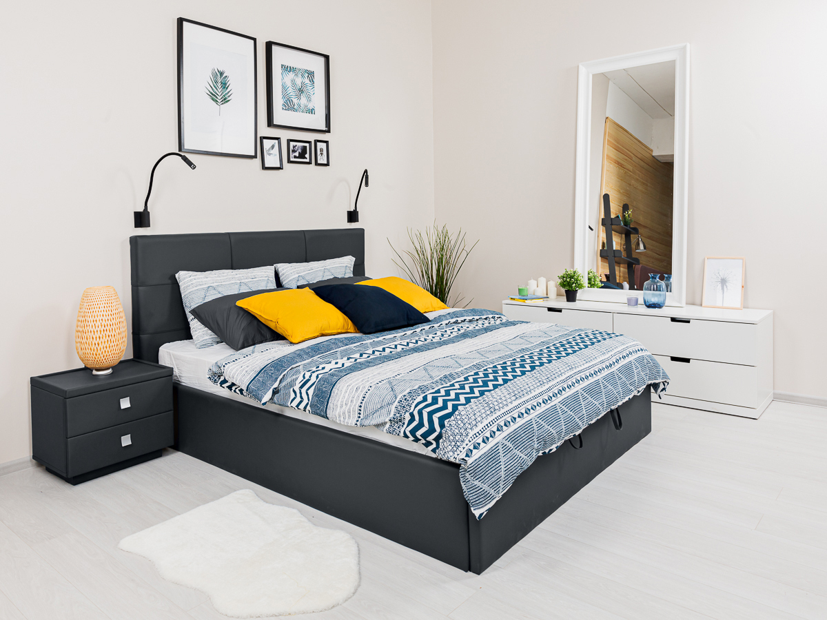 Двуспальная кровать ARMOS без ПМ Thea Eko Экокожа Nitro Gray серый 140х200