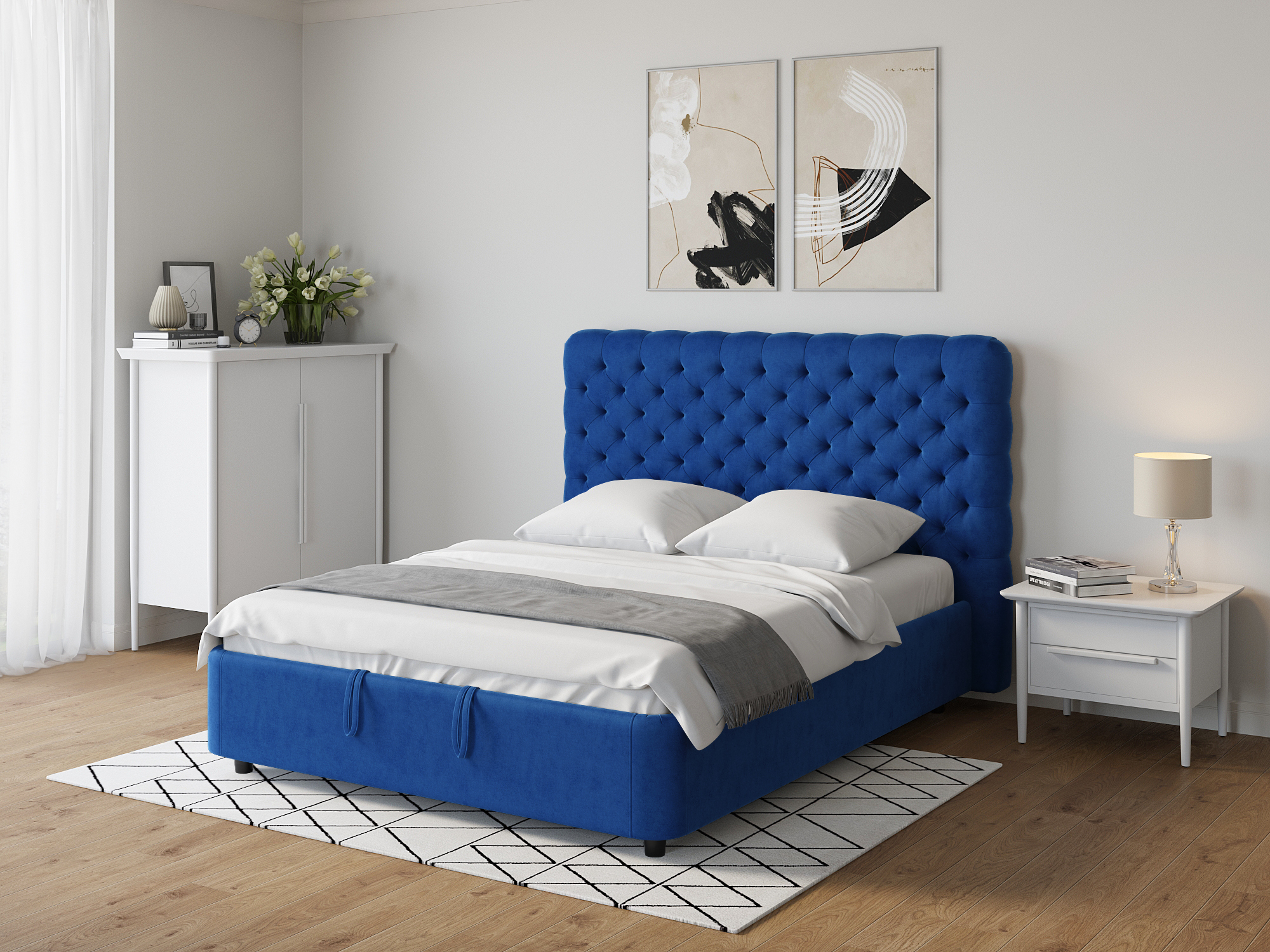 Двуспальная кровать ARMOS с ПМ Sally Велюр Vip 10 синий 140х200