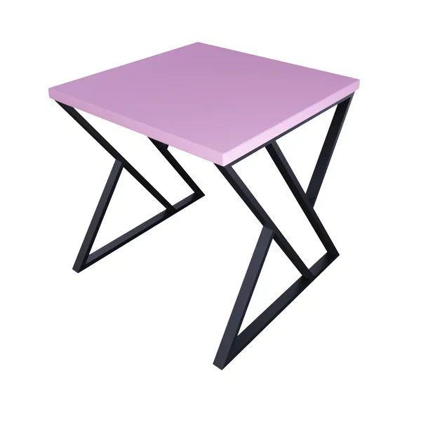 Стол кухонный Solarius Loft с Z-образными ножками 60x60х75, розовый с черными ножками