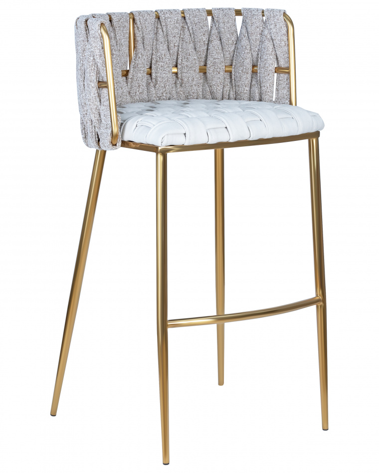 Барный стул DOBRIN EMMA GOLD 1 шт белый PU;белая ткань