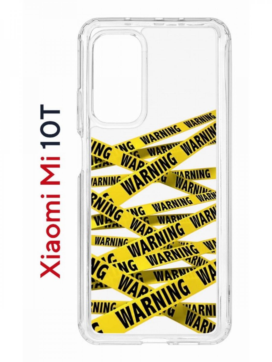 Чехол на Xiaomi Mi 10T/Mi 10T Pro Kruche Print Warning,противоударный бампер с принтом