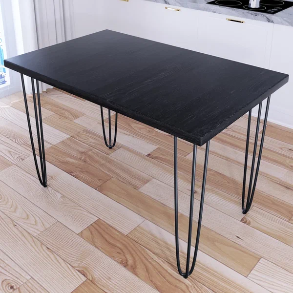Стол кухонный Solarius Loft металл-дерево 120x75х75 цвет черного оникса с черными ножками