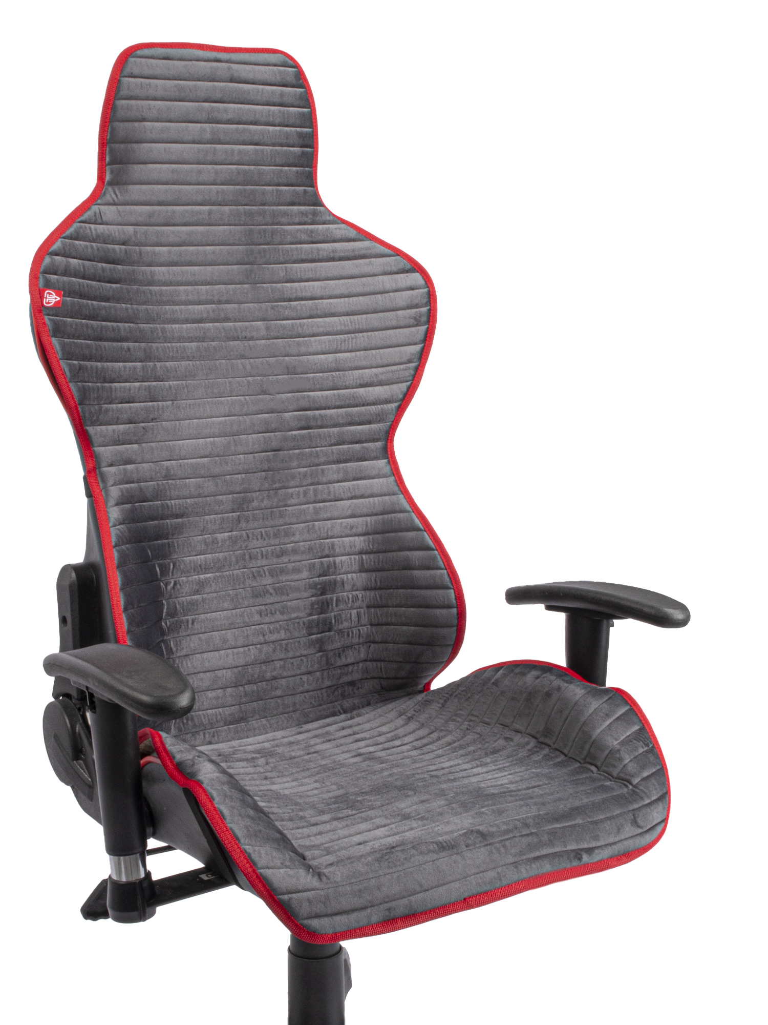 Чехол для компьютерного игрового кресла GVG, темно-серый с красным кантом