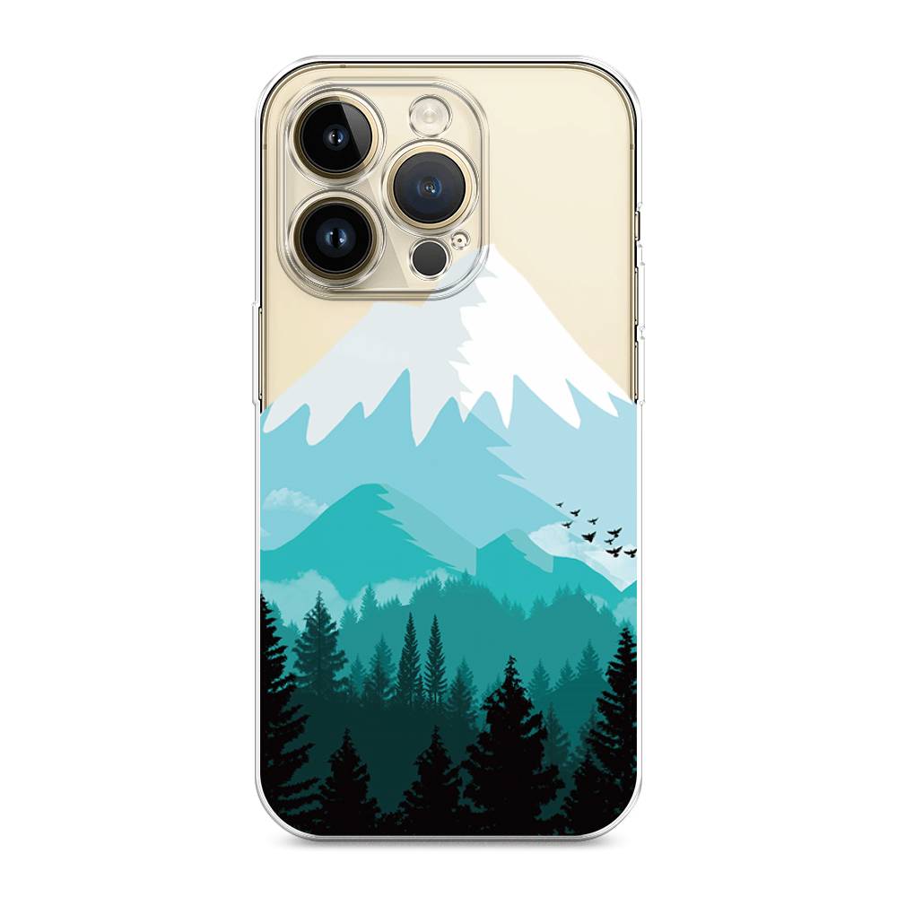 Чехол на Apple iPhone 14 Pro Max "Синяя снежная гора"