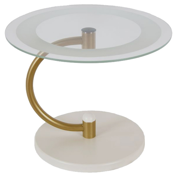 Журнальный столик Мебелик Дуэт 13Н 531 60х60х50 см, золото/слоновая кость/прозрачное