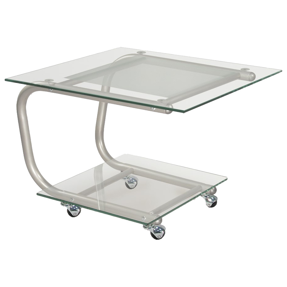 Журнальный столик Мебелик Дуэт 9 2212 60х60х50 см, металлик/прозрачное