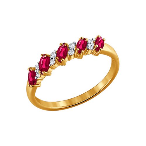 Кольцо из красного золота р. 17 SOKOLOV Diamonds 4010027, бриллиант/рубин