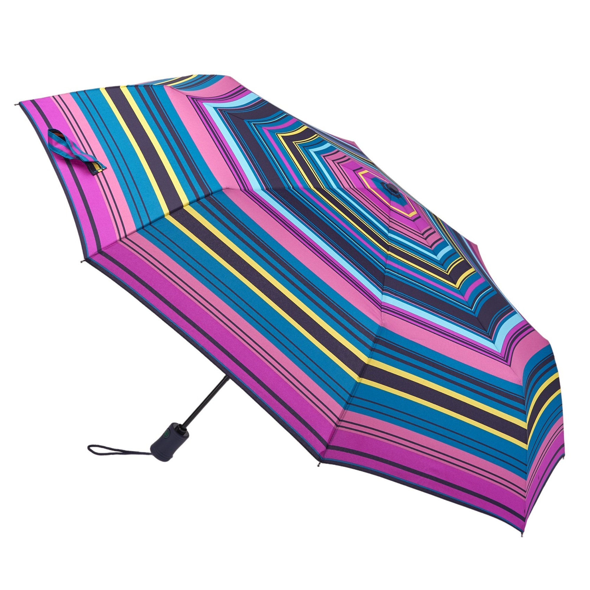 Зонт складной женский автоматический Fulton R348 фиолетовая полоска