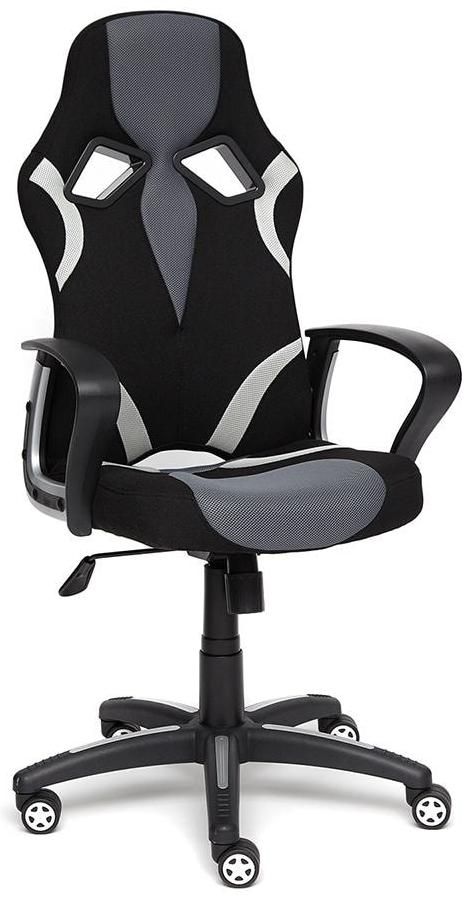 Кресло игровое компьютерное геймерское для пк Tetchair RUNNER черный серый кож/зам/ткань