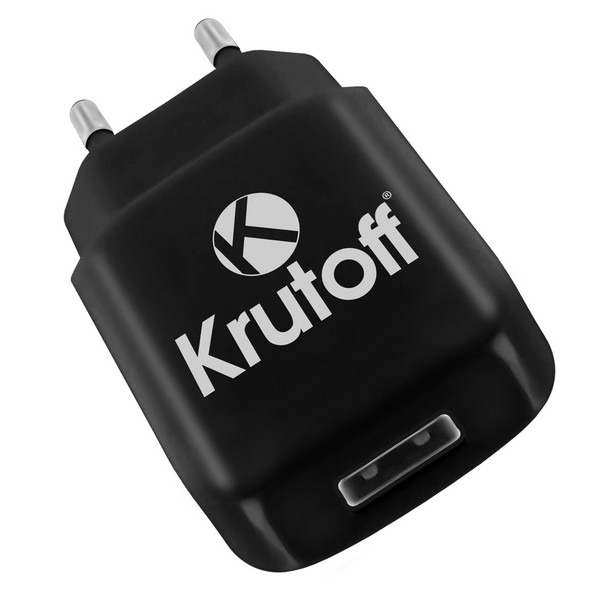 Сетевое зарядное устройство Krutoff CH-02, 1 USB, 2,1 A, black