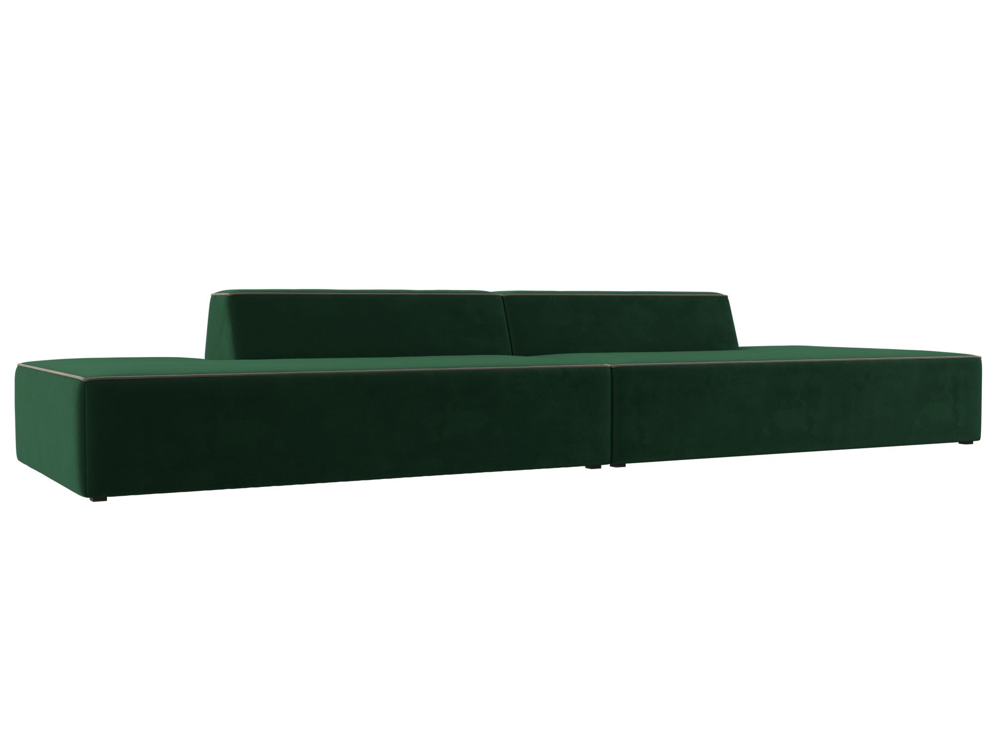 Прямой модульный диван Лига Диванов Монс Лофт 340х110х70 см, зеленый\коричневый