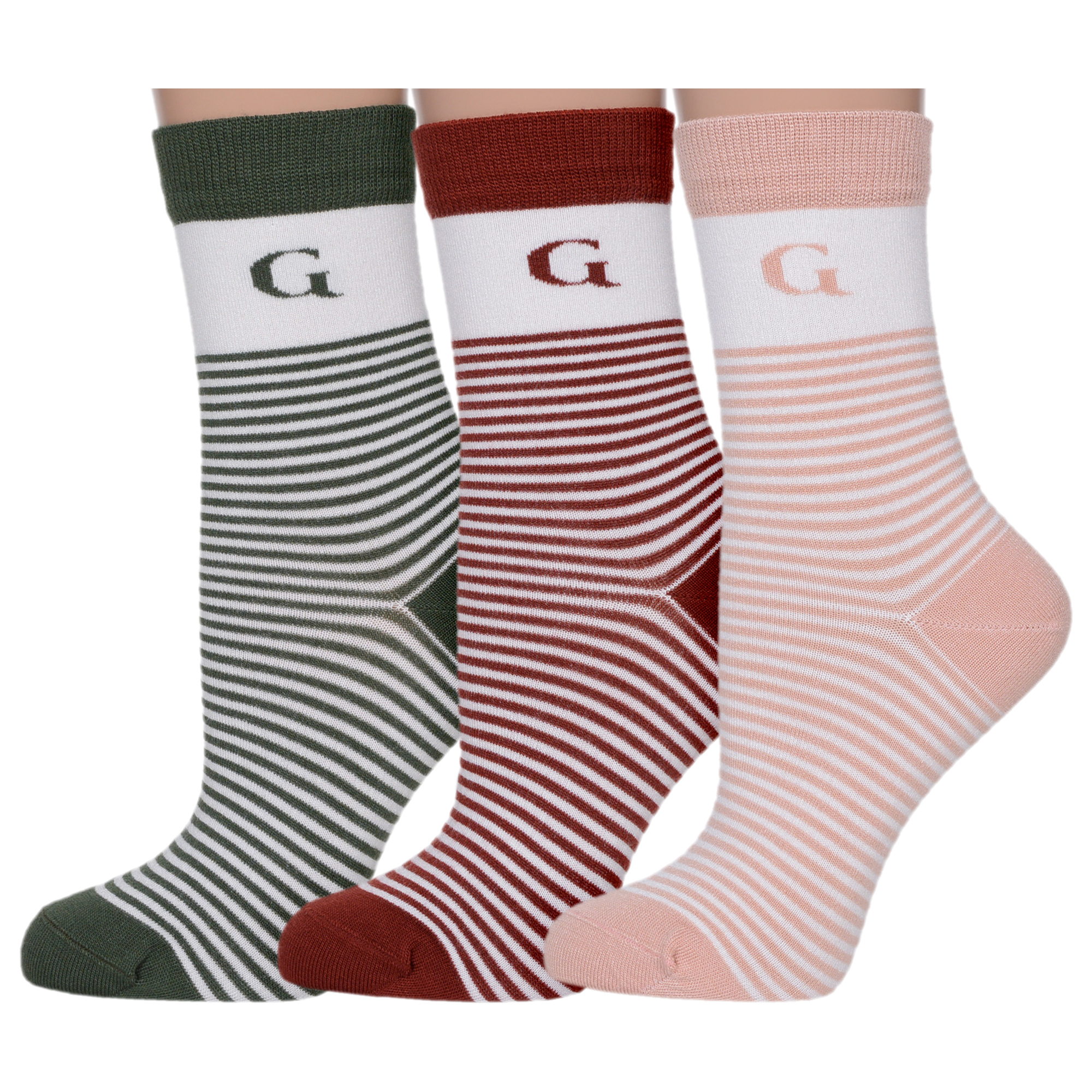 Комплект носков женских Grinston socks 3-21D1 разноцветных 23