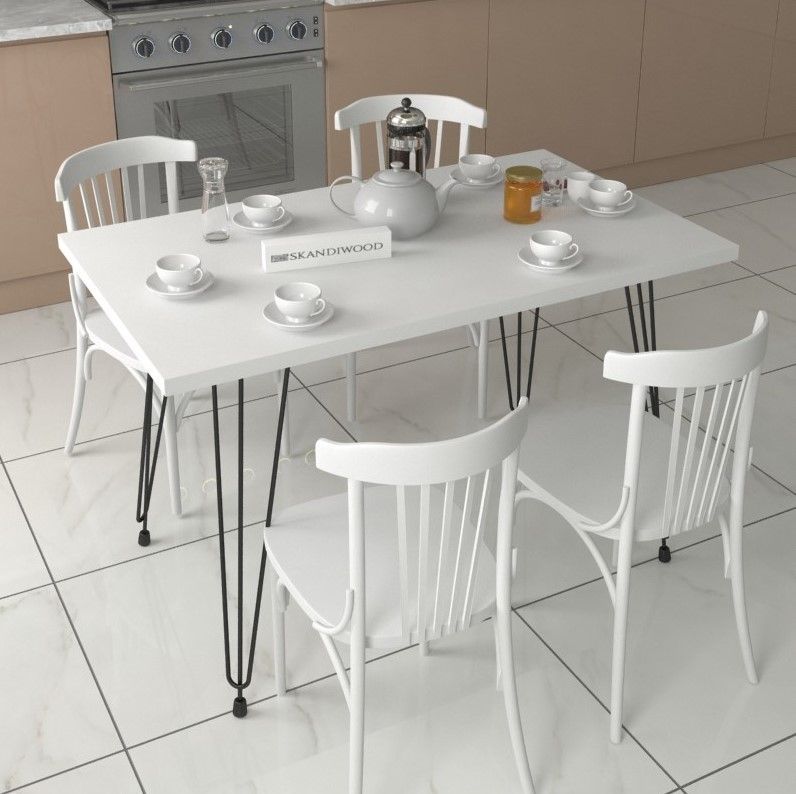 Стол кухонный SKANDIWOOD Oslo Liverpool, стиль лофт, 110x60x75 см, белый, черный
