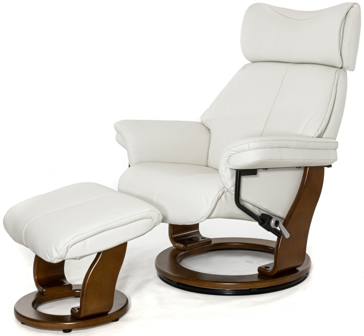 Кресло реклайнер механическое Relax Piabora New 7829 белое/ кожа