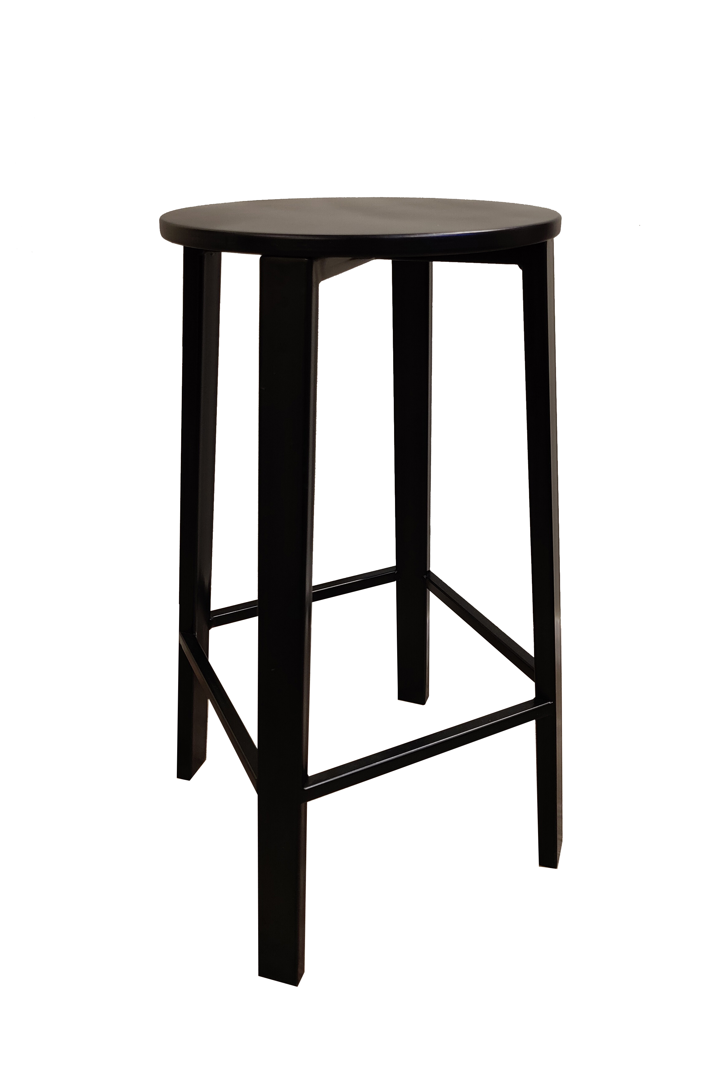 Барный стул S12.shop Ван Дер Роэ, цвет дерева чёрный, чёрный металлический каркас