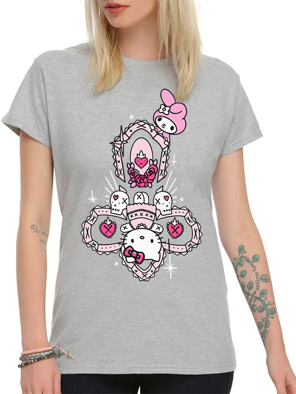 Футболка женская DreamShirts Studio Hello Kitty / Хеллоу Китти / Аниме серая 3XL
