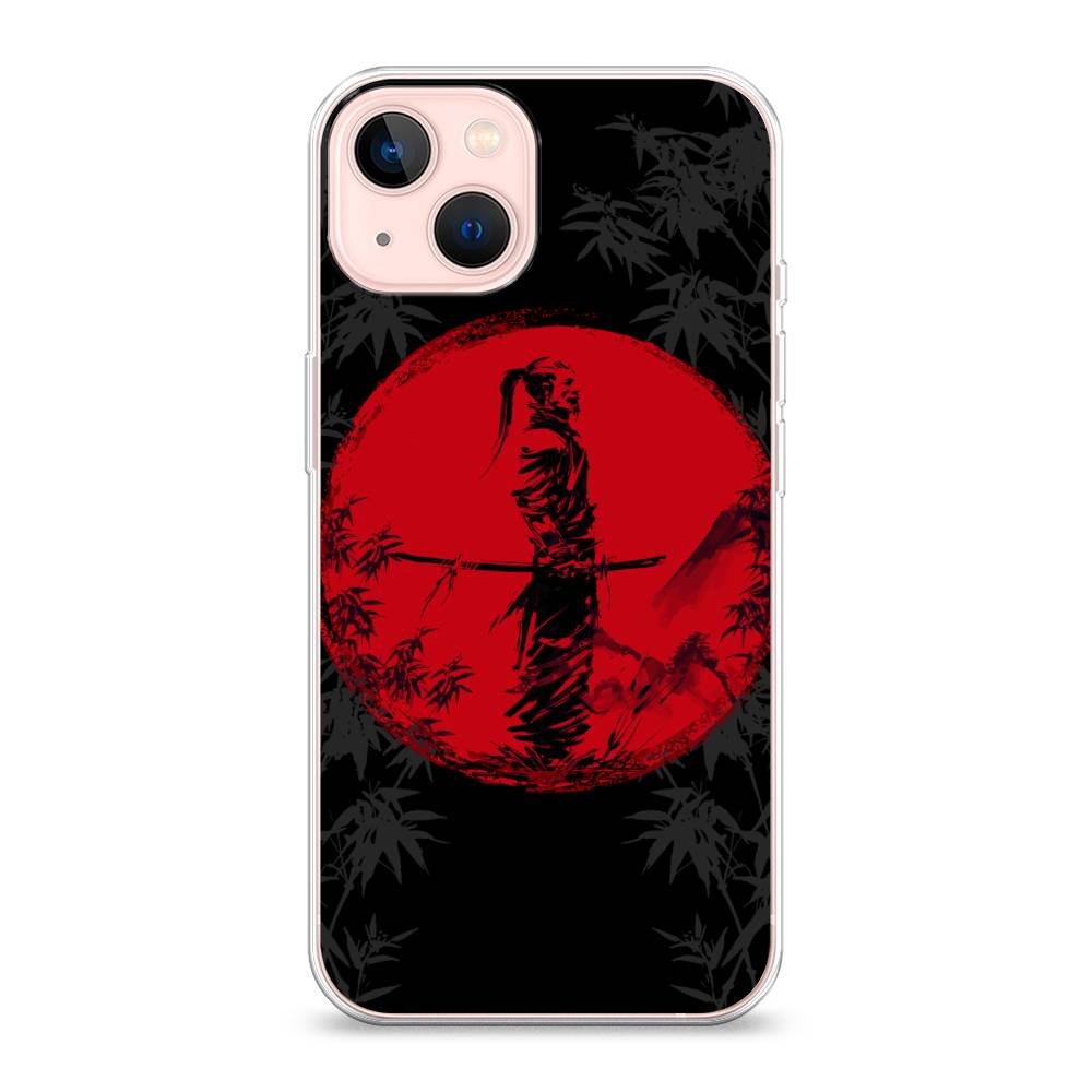 Чехол на Apple iPhone 13 "Самурай на красном фоне"
