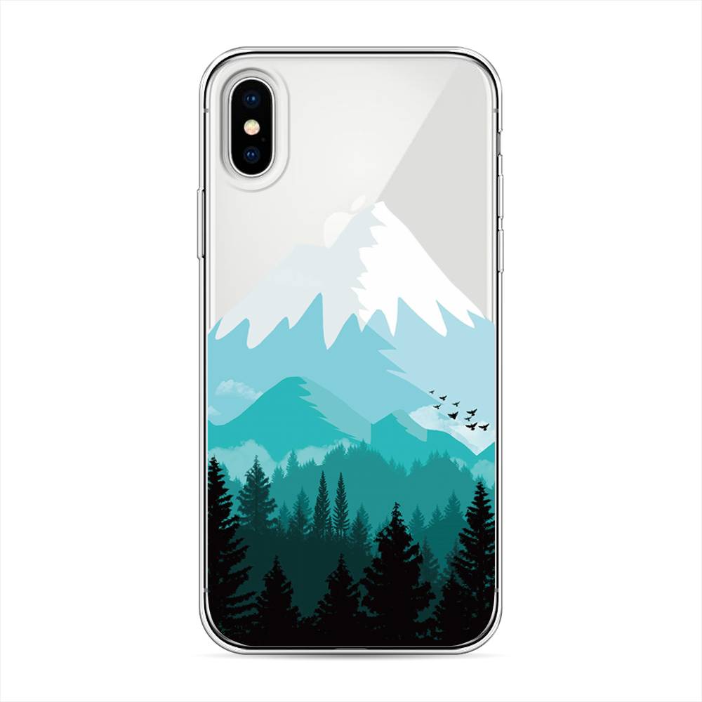 Чехол на Apple iPhone XS "Синяя снежная гора"