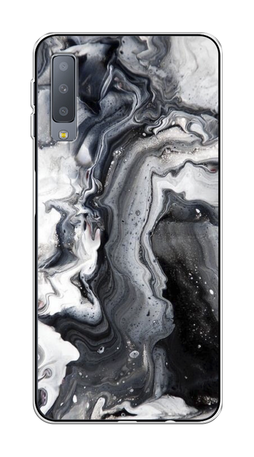 Чехол Awog  на Samsung Galaxy A7 2018 "Бело-черные сложные полосы"