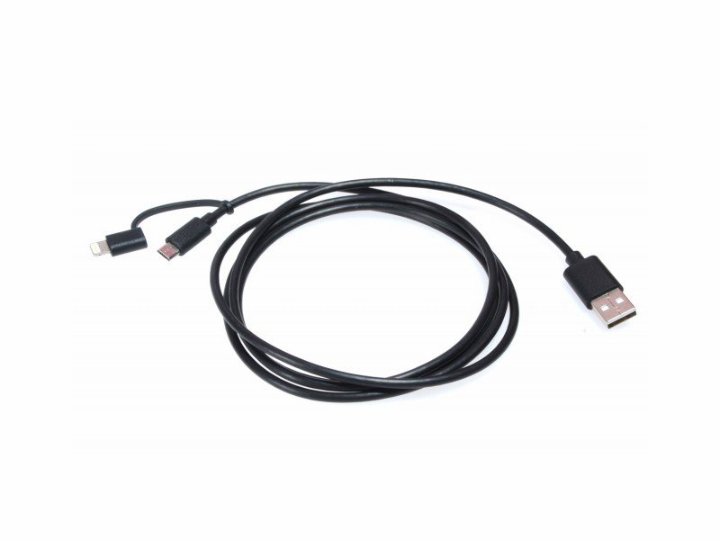 Кабель USB Lightning / Micro USB (200см, черный)