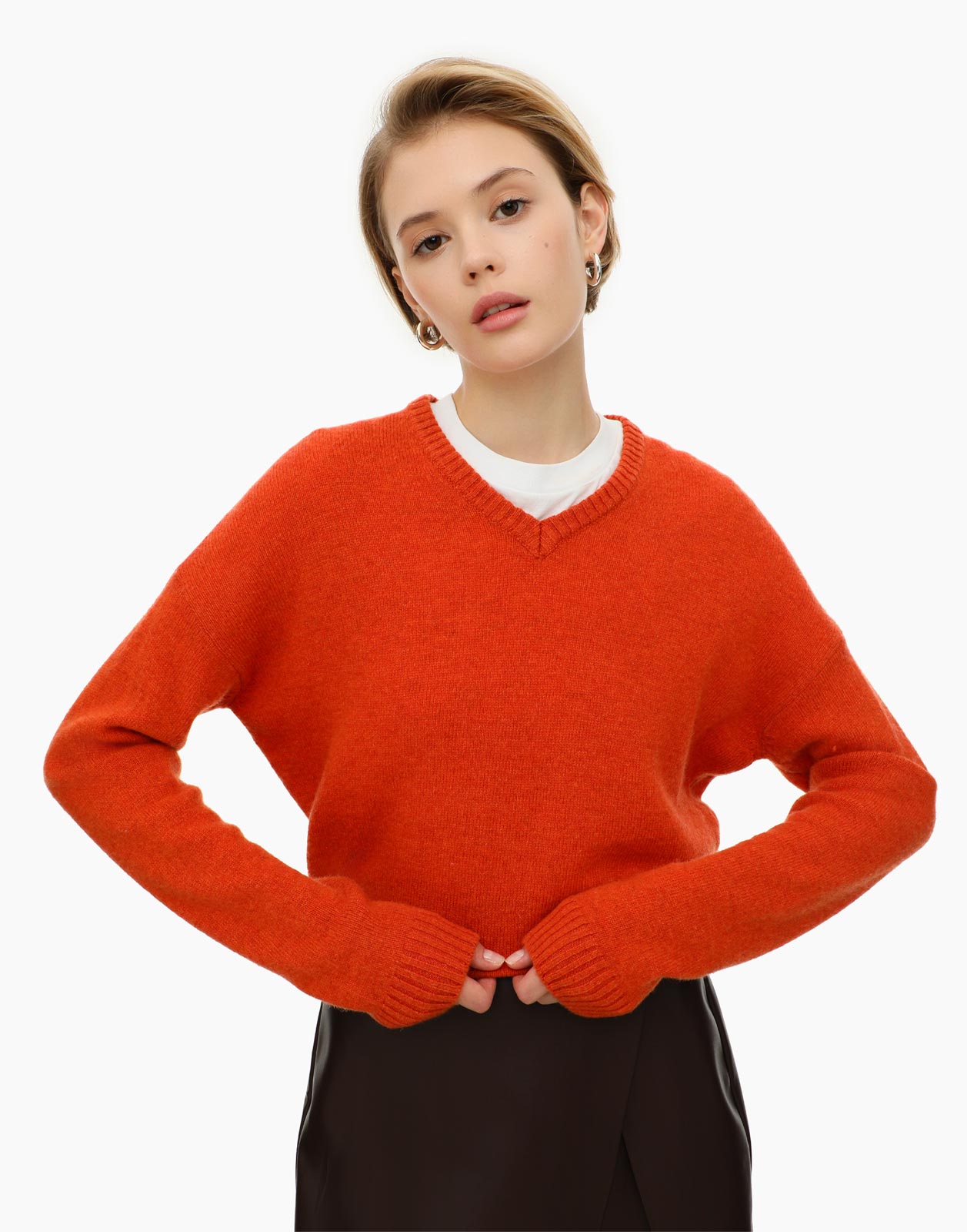 Пуловер женский Gloria Jeans GSW006287 оранжевый XS (38-40)