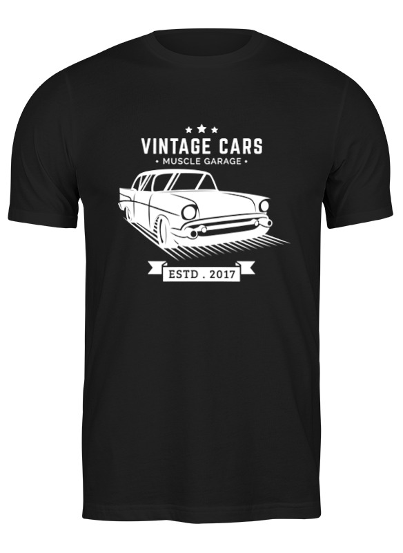 Футболка мужская Printio Vintage cars 3708104 черная 2XL