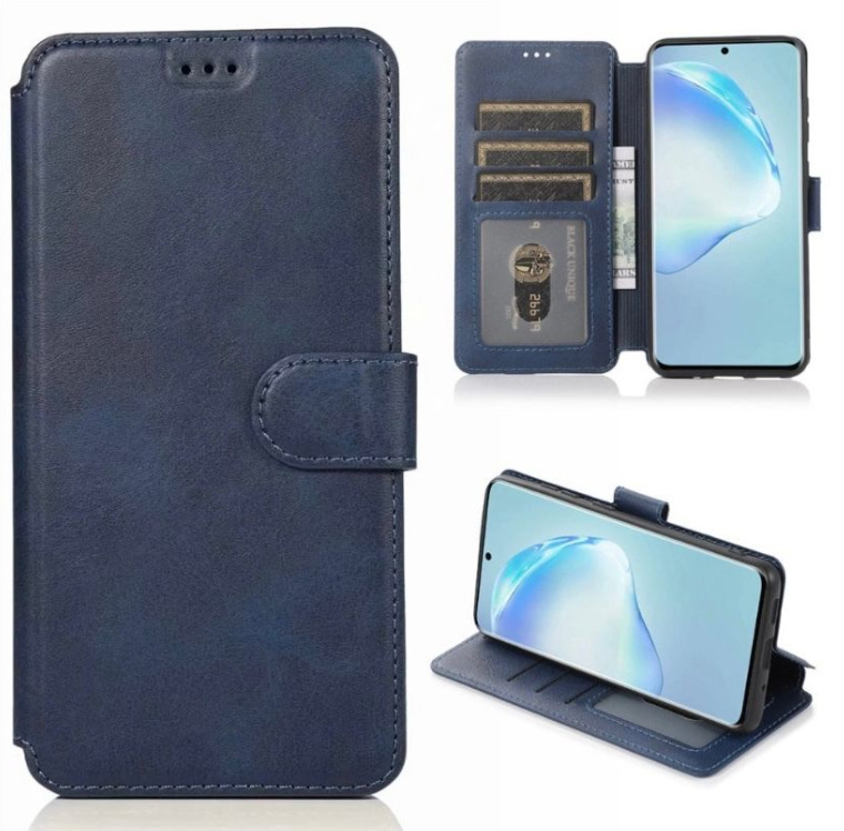 Чехол книжка подставка на Samsung Galaxy A22 5G / A22s кожаный флип на магнитах синий