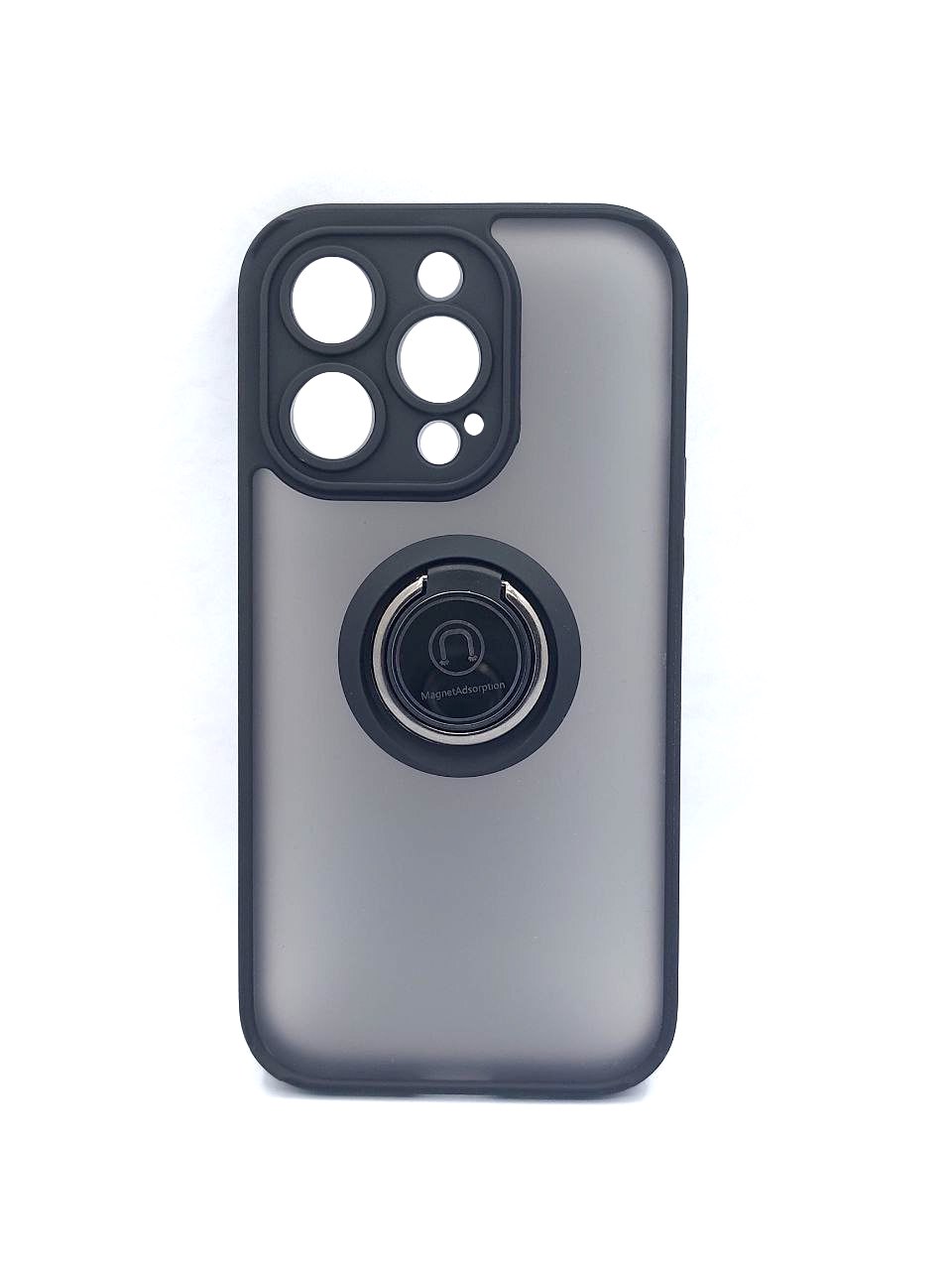 Чехол на iPhone 14 Pro / черный / противоударный, с кольцом, с магнитным держателем