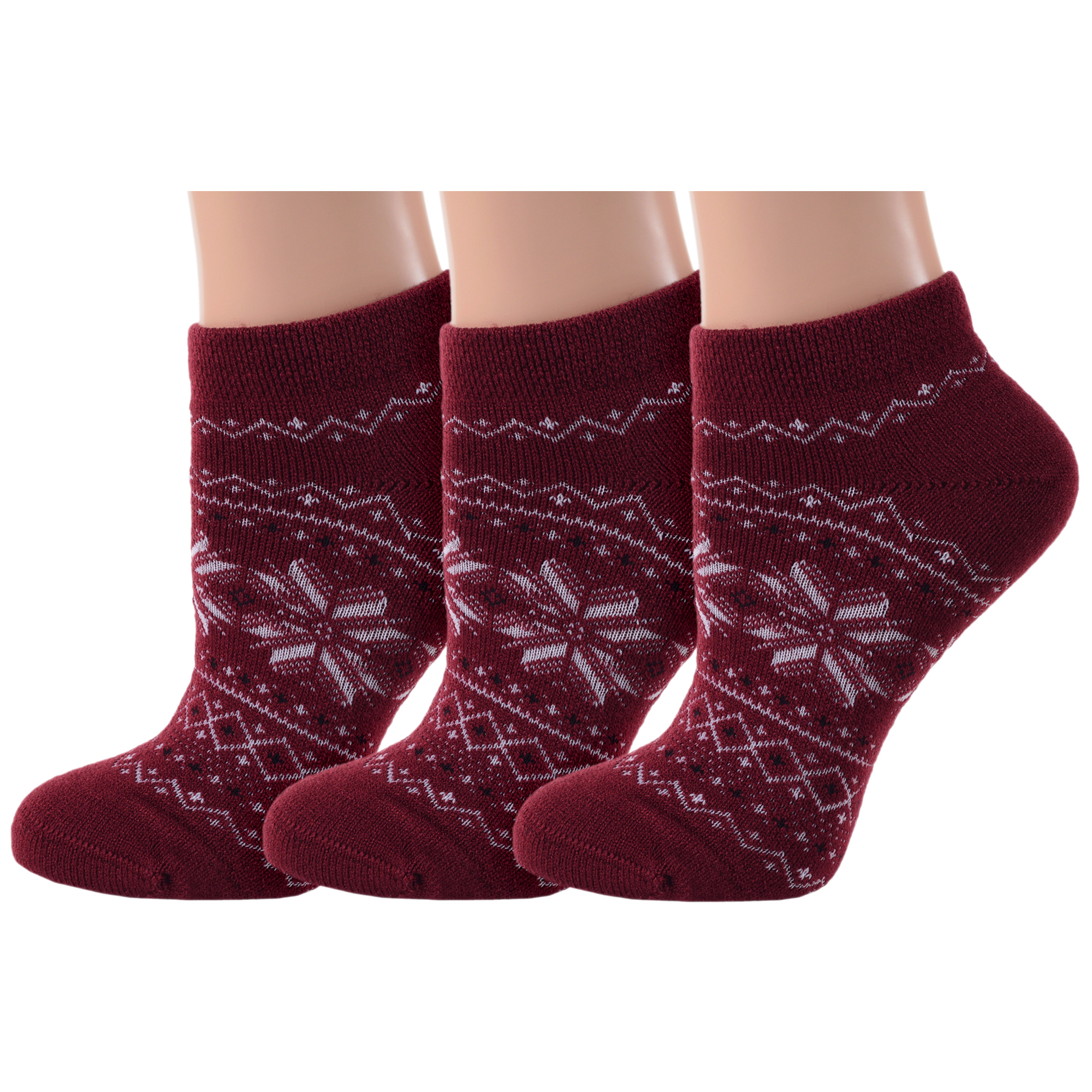 Комплект носков женских Grinston socks 3-17D4 бордовых 23