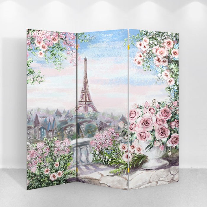 Ширма "Картина маслом. Розы и Париж", 160 ? 150 см