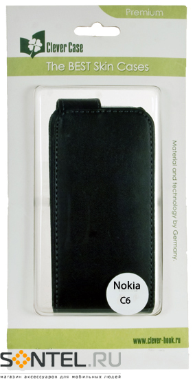 Чехол-книжка Clever Case для Nokia C6 черный