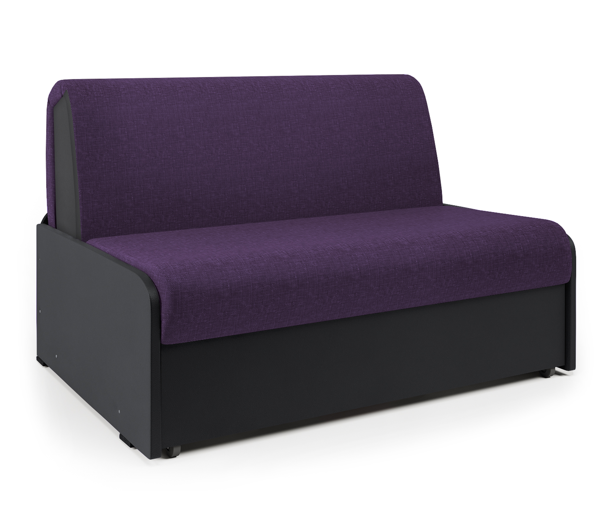 Диван кровать Шарм-Дизайн Коломбо БП 140 фиолетовая рогожка и экокожа черный
