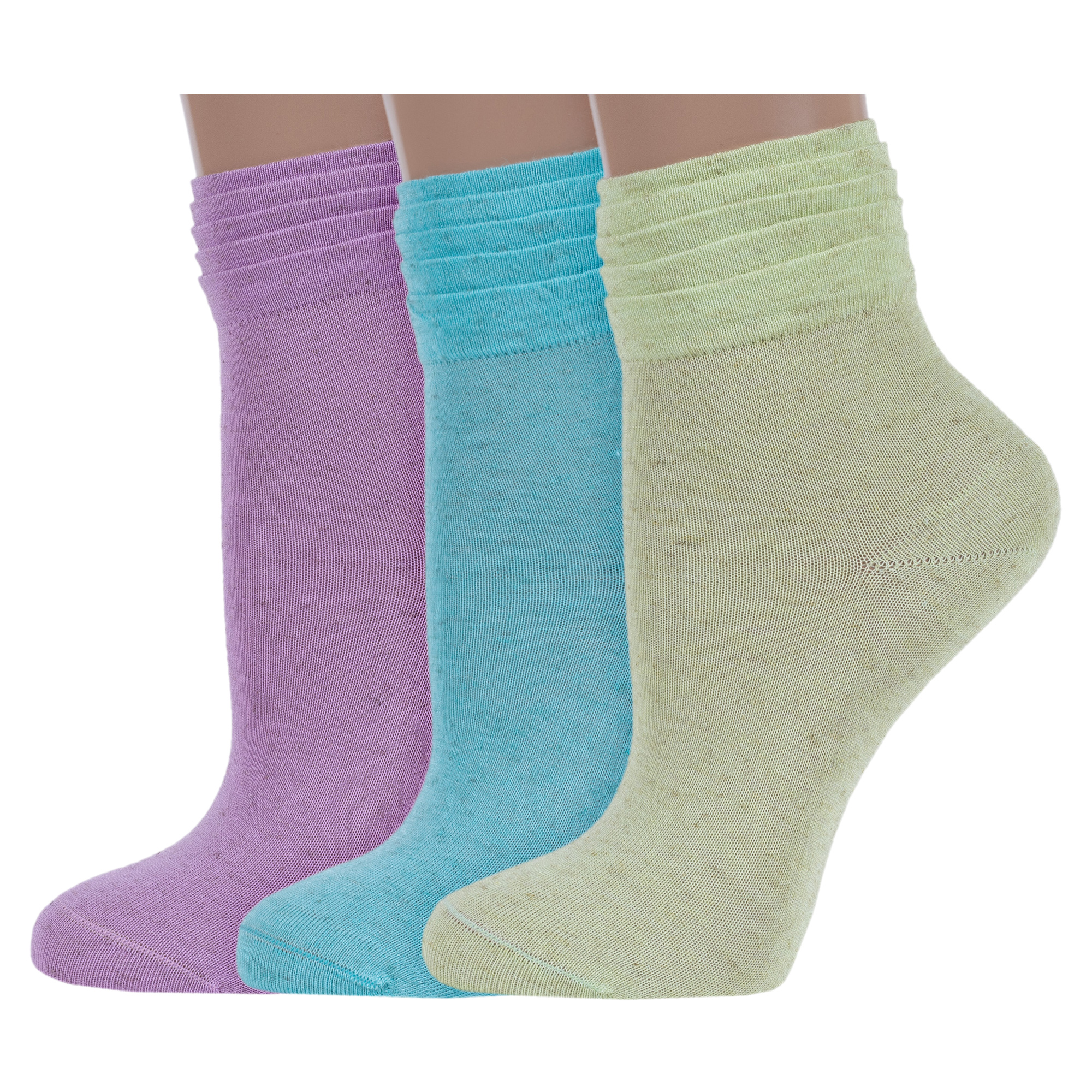 Комплект носков женских LorenzLine 3-Д52 фиолетовых; бирюзовых; зеленых 23