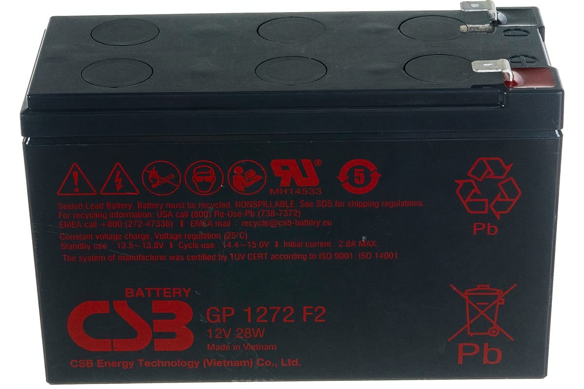 Аккумулятор для ИБП CSB GP-1272 (12V, 7,2Ah, 28W) клеммы F2 7.2 А/ч 12 В (4627140863690)