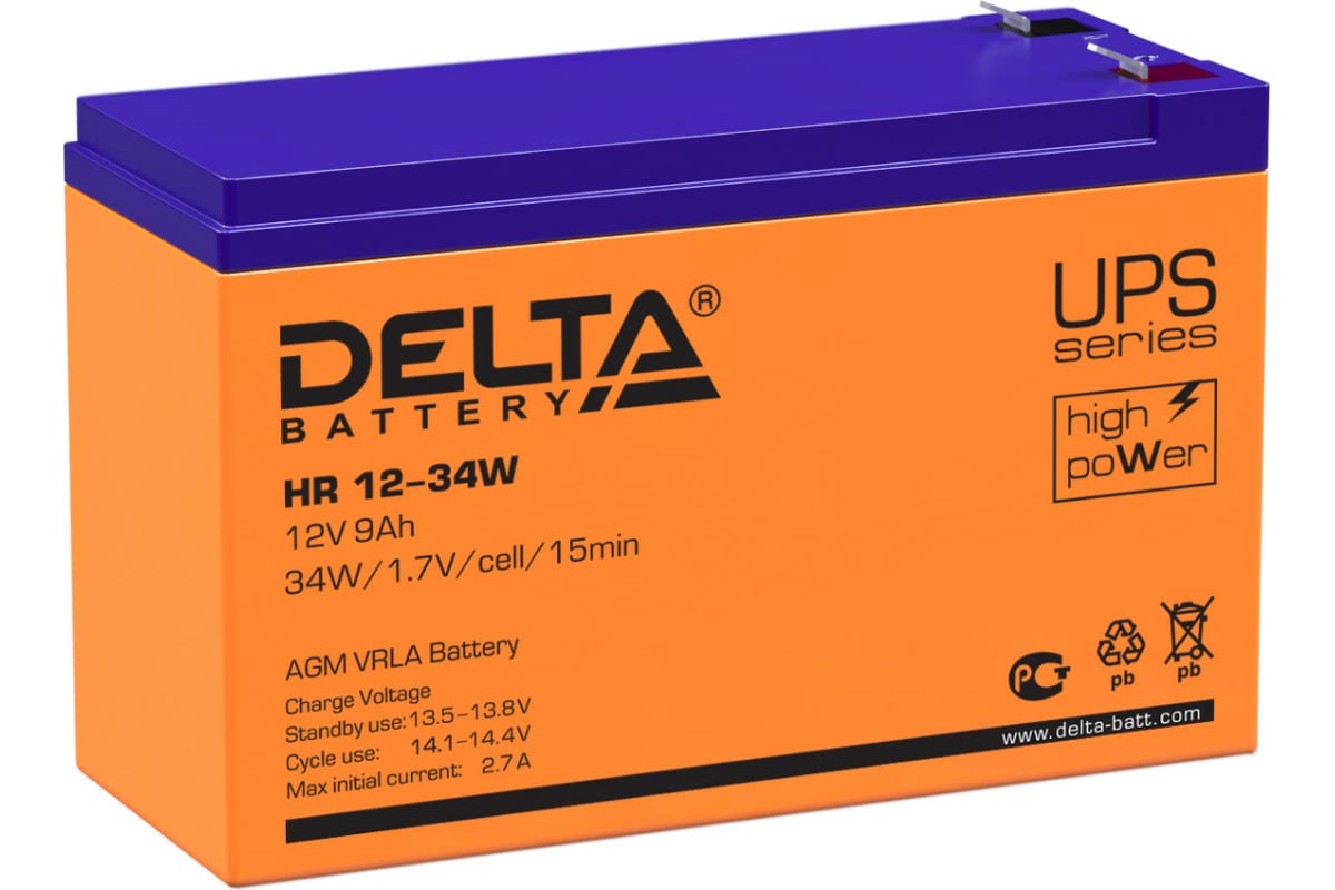 Аккумулятор для ИБП Delta А/ч В (HR 12-34W (12V/9Ah))
